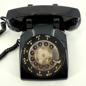 Vintage MCM Rotary Dial Telephone Bell System Black - Etsy