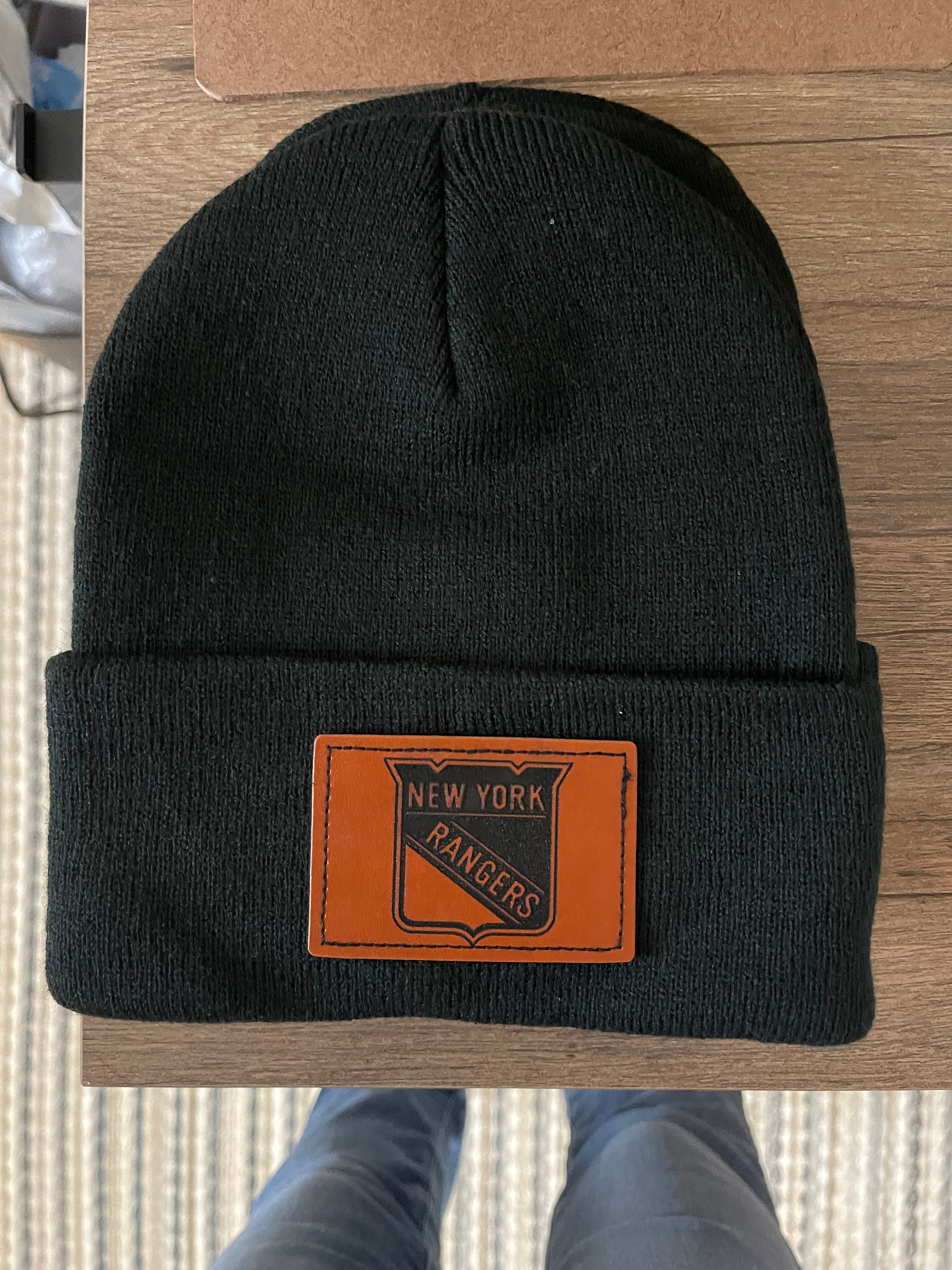 Custom Leather Patch Beanie, Personalized Logo, Text or Image, Winter ...