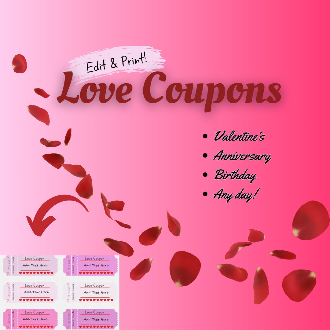 Editable and Printable Love Coupons for Valentine's or Any Day Easy to ...