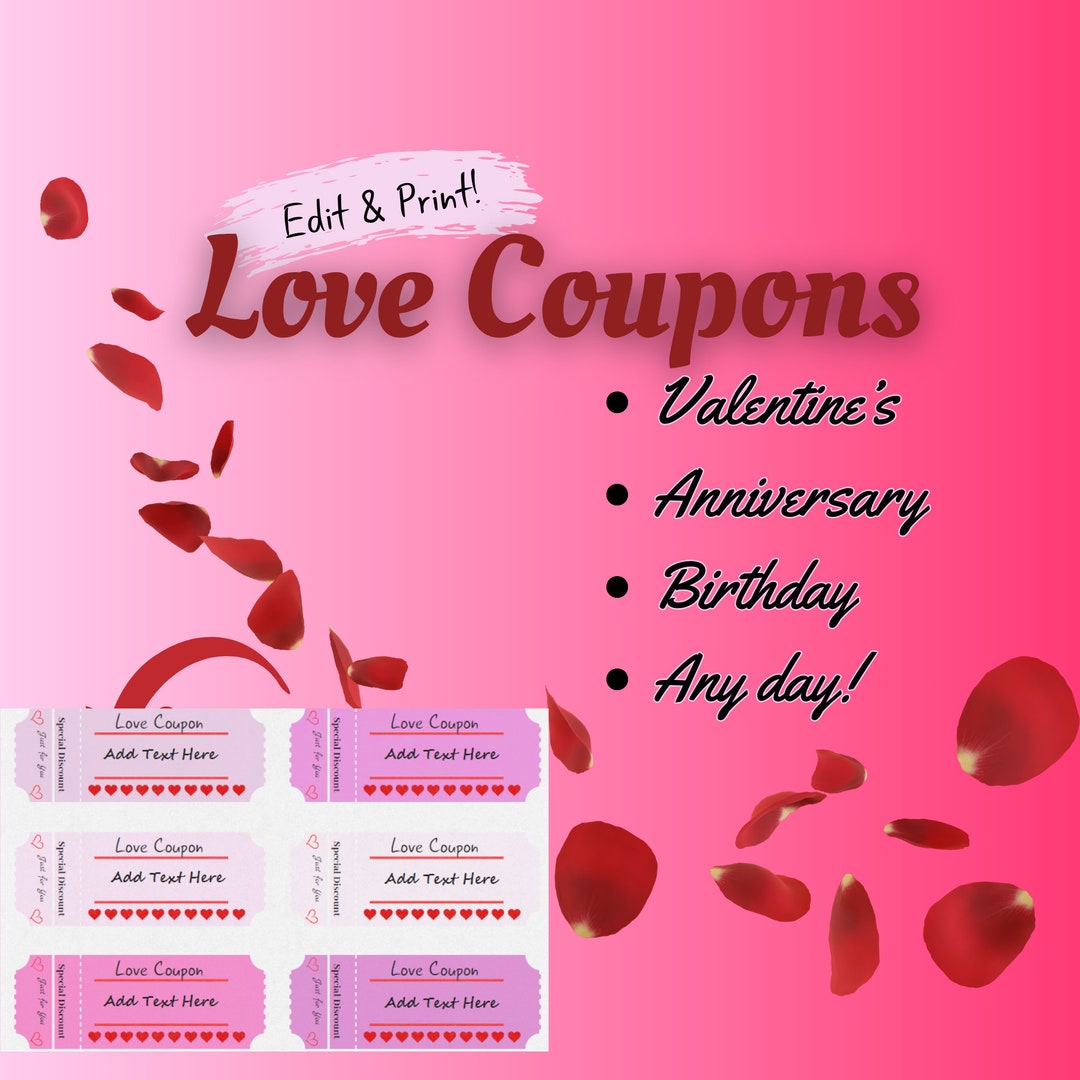 Editable and Printable Love Coupons for Valentine's or Any Day Easy to ...