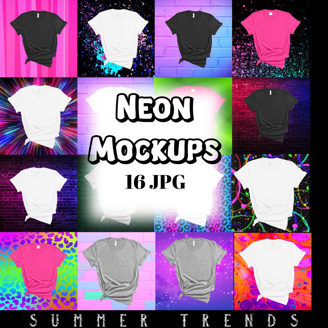 Neon Mockups, Mockup Shirts With Trendy Neon Styles Perfect for Those ...