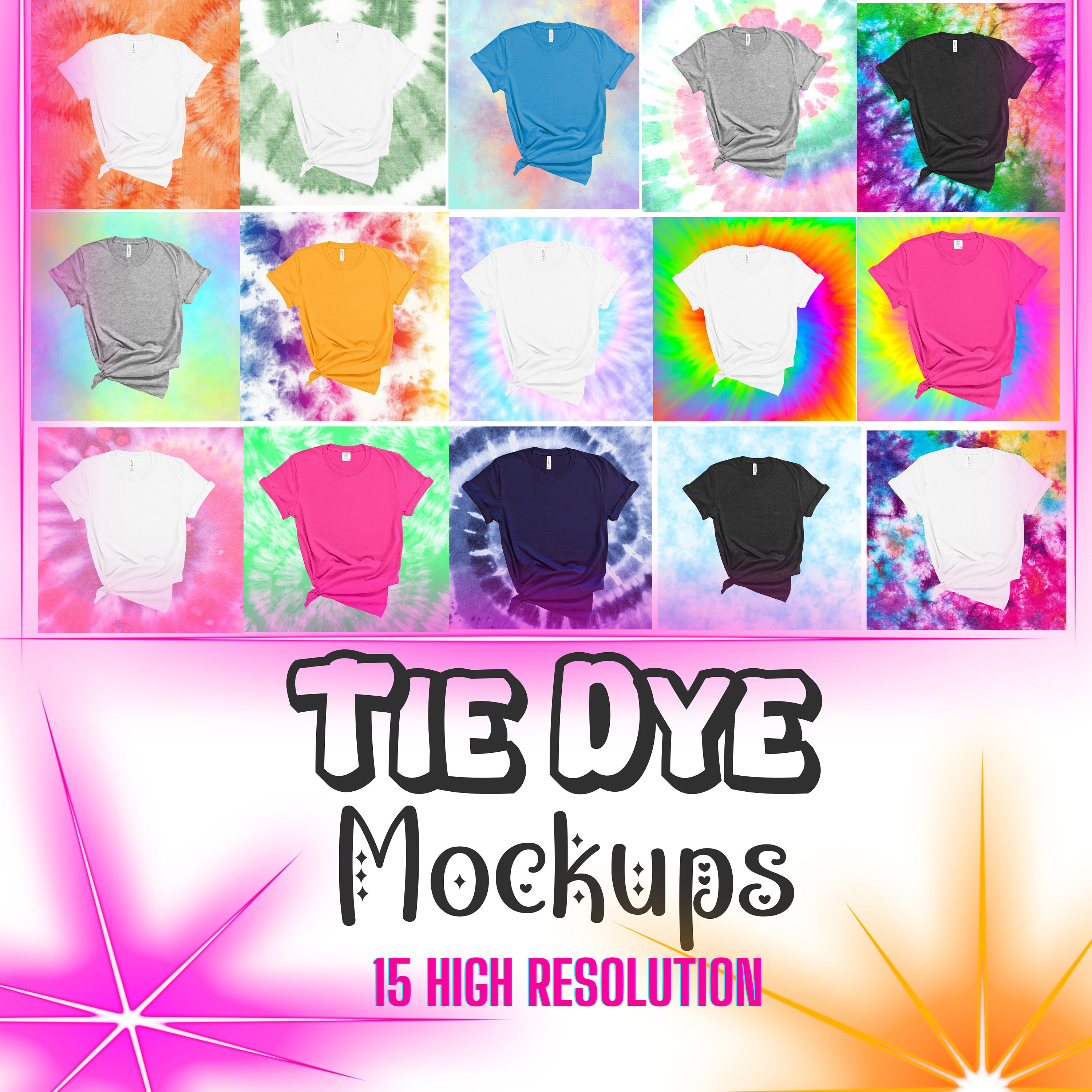 Tie Dye Mockups, Summer Trends Mockups. Different Shirt Mockups for ...