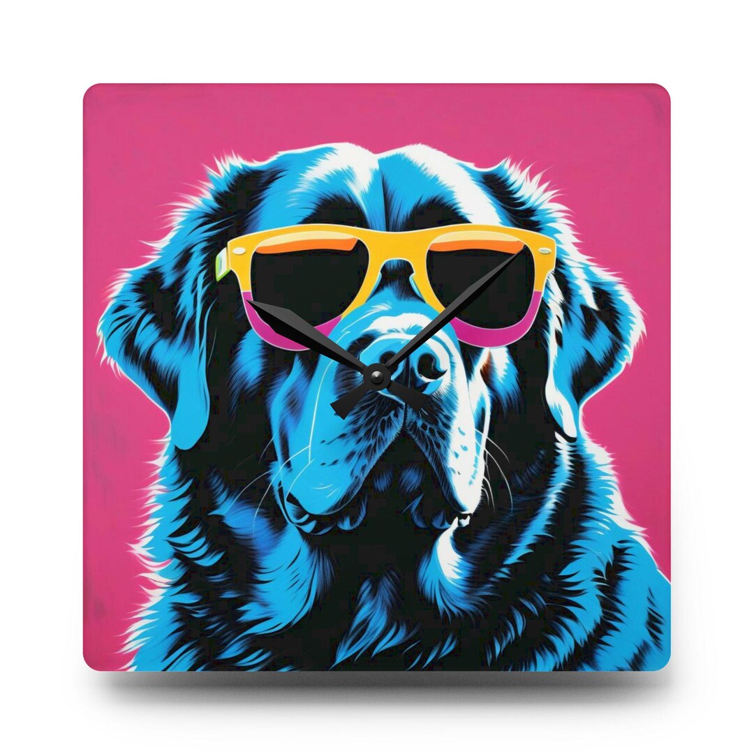 Newfoundland Dog Pop Art Acrylic Wall Clock, Dog Lover Gift ...