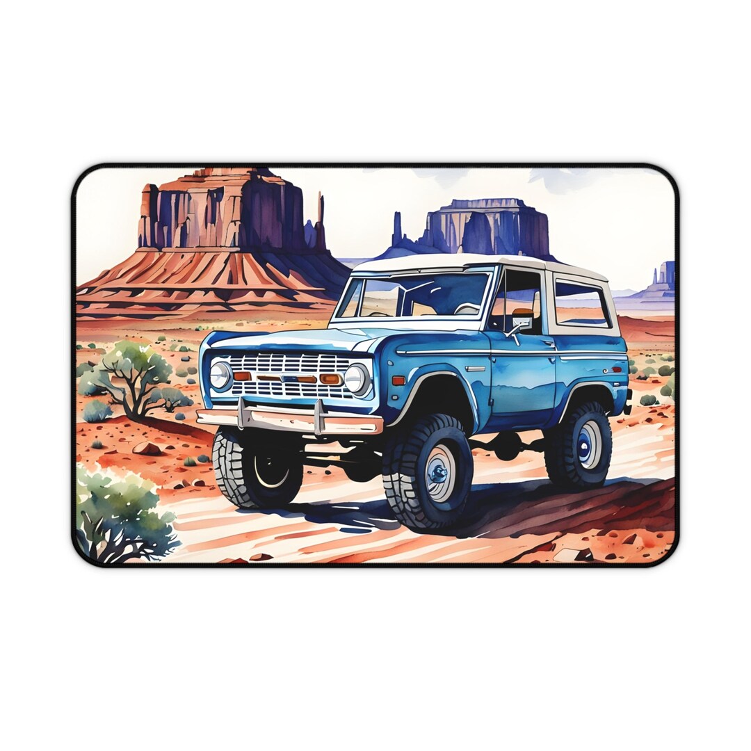 Desk Mat, Vintage Ford Bronco 4x4 Off-road in Monument Valley ...