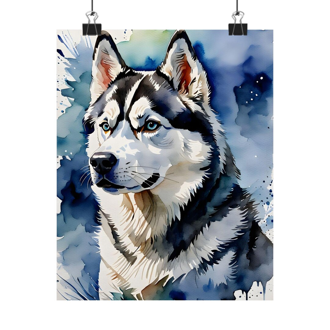Husky Watercolor Matte Vertical Posters, Dog Lover Gift, Puppy Poster ...