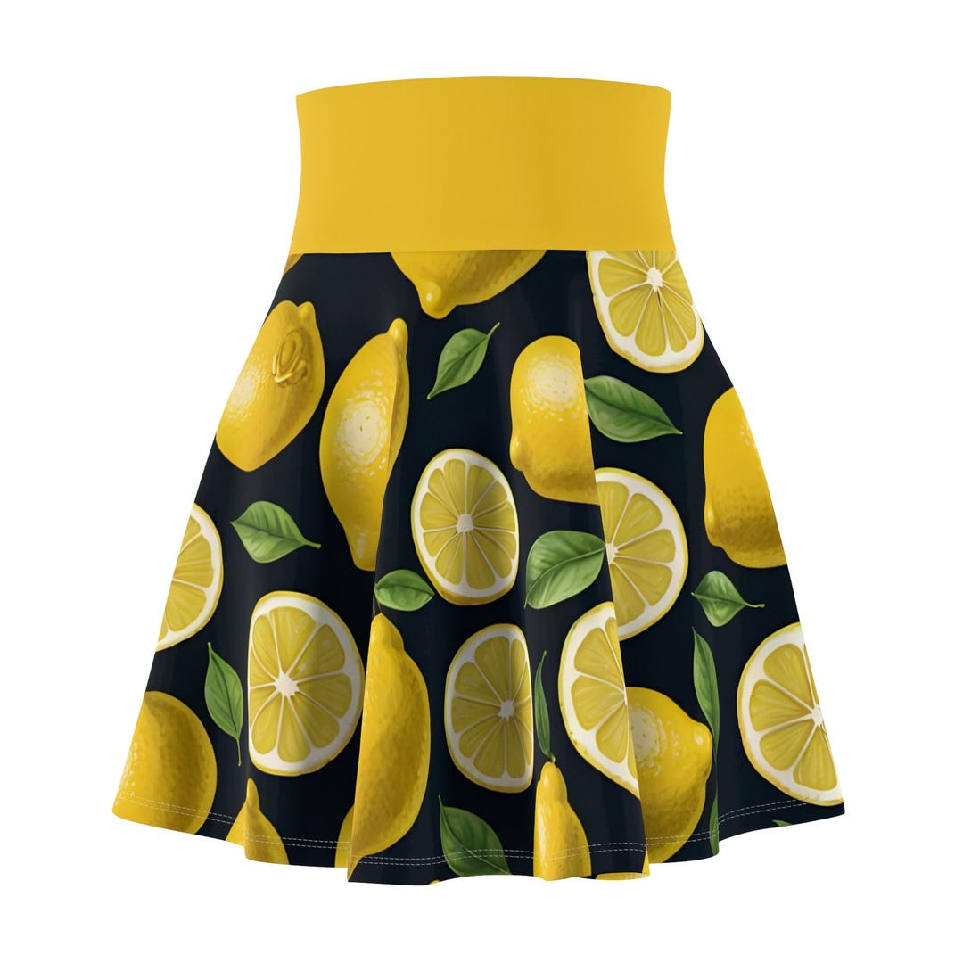 Skater Skirt, Bright Lemon Fruit Pattern, Women's Clothing, Summer ...