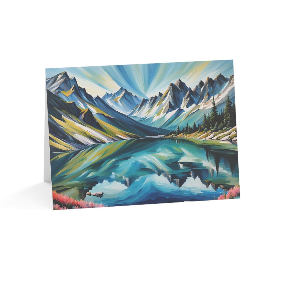 Greeting Cards, Mountain Art Alpine Lake, Nature Cards, Blank Cards ...