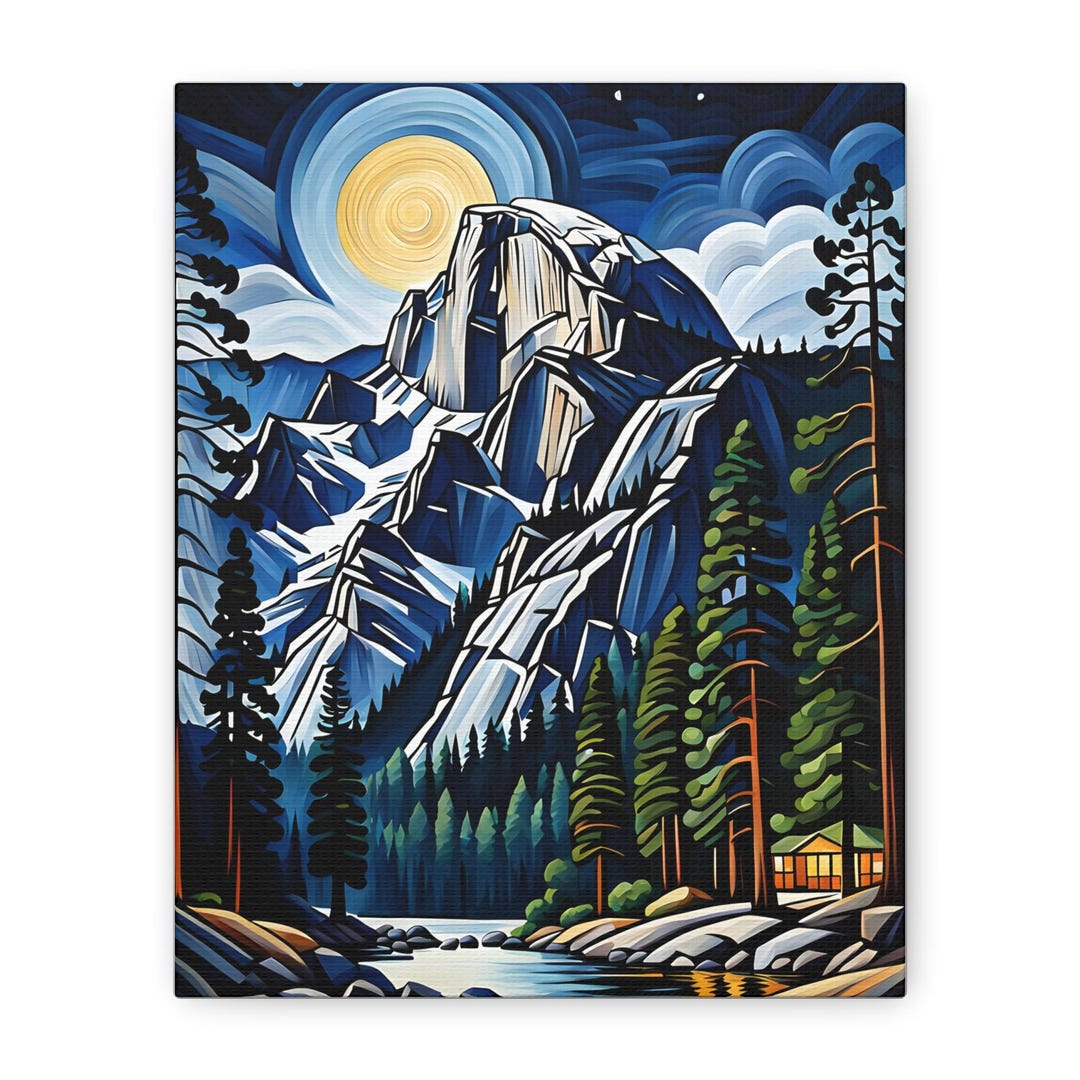 Canvas Print, Yosemite Half Dome at Night, Wall Art Decor, Stretched ...