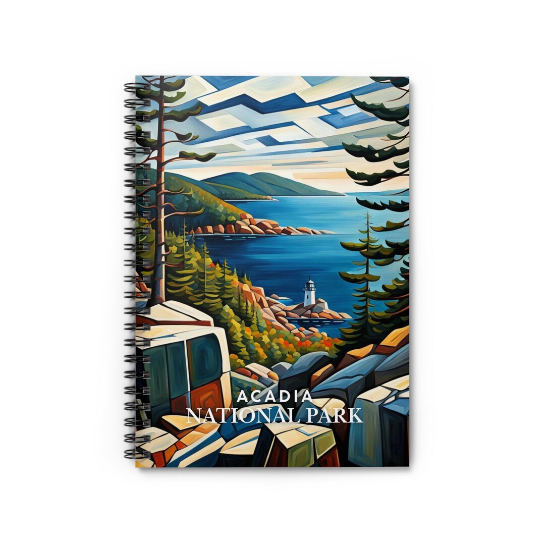 Acadia Inspired Notebook, Colorful Artistic Journal, Ruled Line Spiral ...