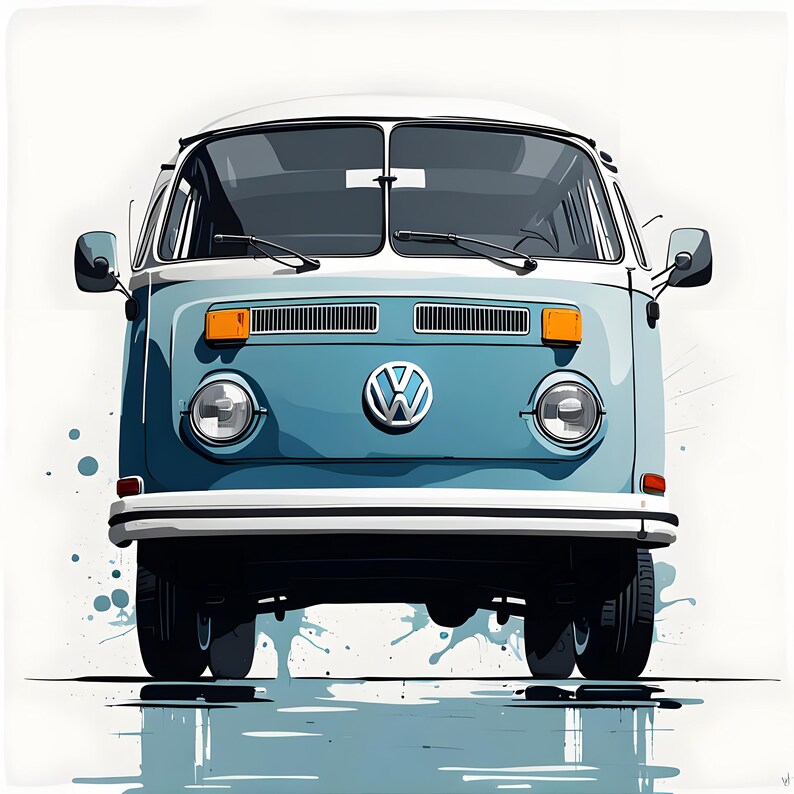 Vertical Poster, VW Bus Minimalist Art Print, Matte Wall Art Decor ...
