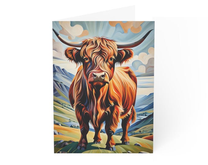 Highland Cow Note Card | Blank All Occasion Greeting Card | A2 ...