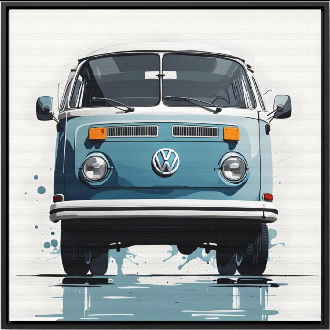 Canvas Wraps, Square Frame - VW Bus Minimalist Art, Home Decor, Wall ...