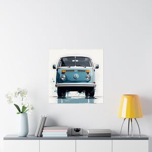 Vertical Poster, VW Bus Minimalist Art Print, Matte Wall Art Decor ...