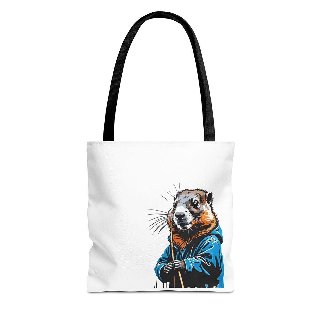 Cartoon Marmot Tote Bag - Fun Animal Print, Whimsical Carry-all, Cute ...