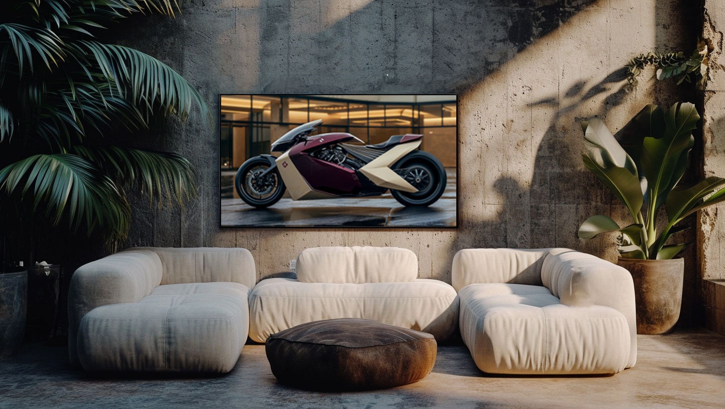 Printable Picture of a Futuristic Motorcycle With Rounded Shapes and ...
