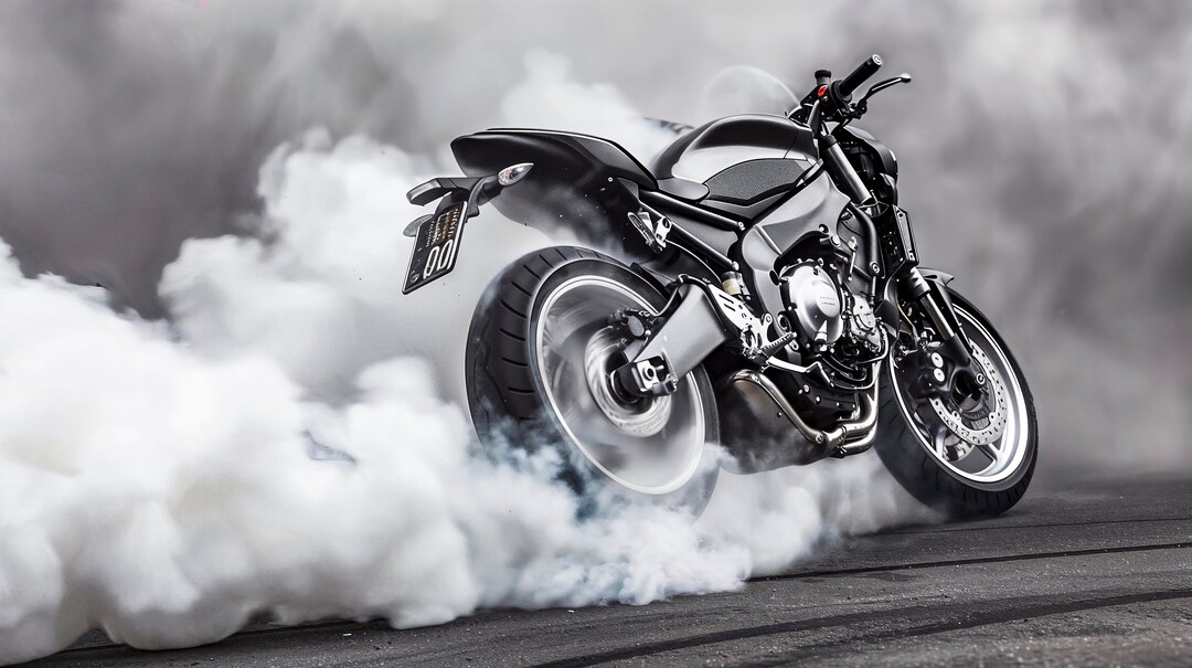 Printable Picture of a Motorcycle Burning Rubber on a Street With an ...