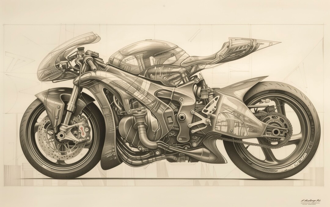 Printable Picture of a Sepia-toned Charcoal Drawing of a Single-seater ...