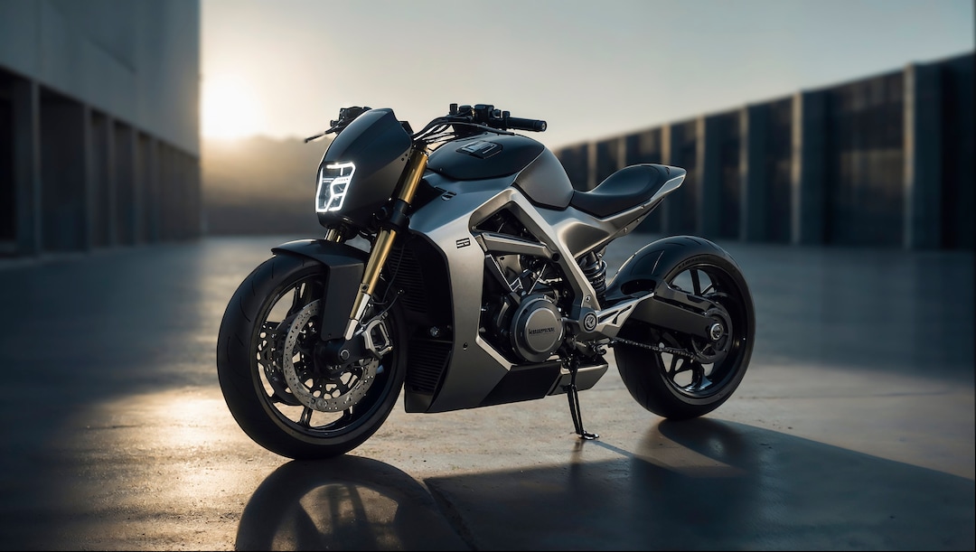 Printable Picture of a Futuristic Naked-style Motorcycle in Matte Black ...
