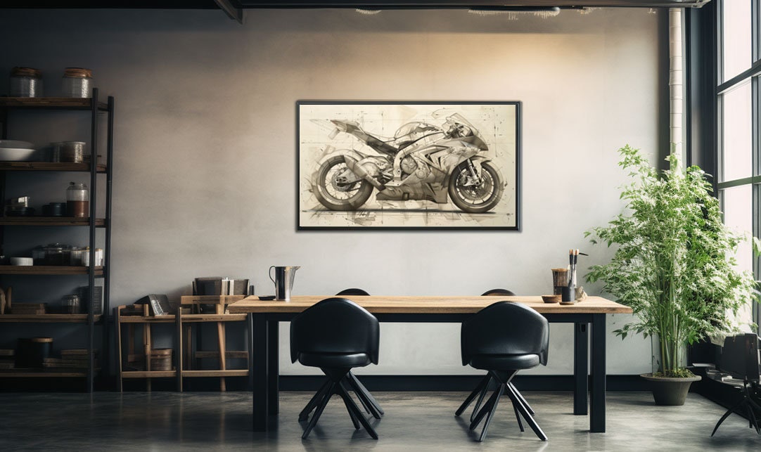 Printable Painting of a Sepia Charcoal Stained Sketch of a Racing ...
