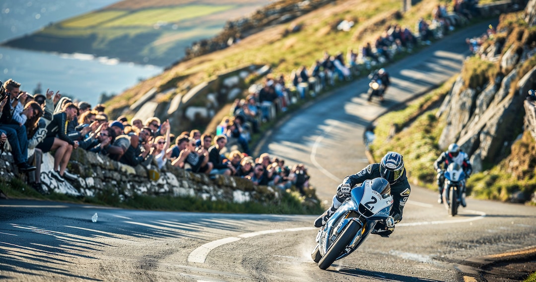 Printable Tableau of the Isle of Man TT Open Course Race. Cliff in the ...