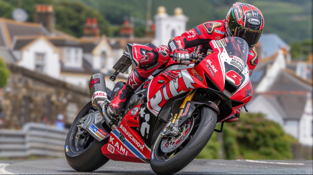 Printable Picture of a Red Racing Motorcycle With the Number Four in ...