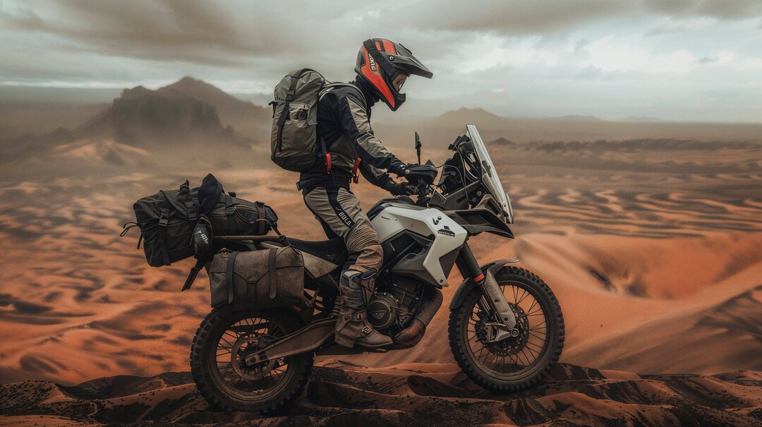 Printable Painting of Enduro Style Motorcycle, Rolling in the Desert ...