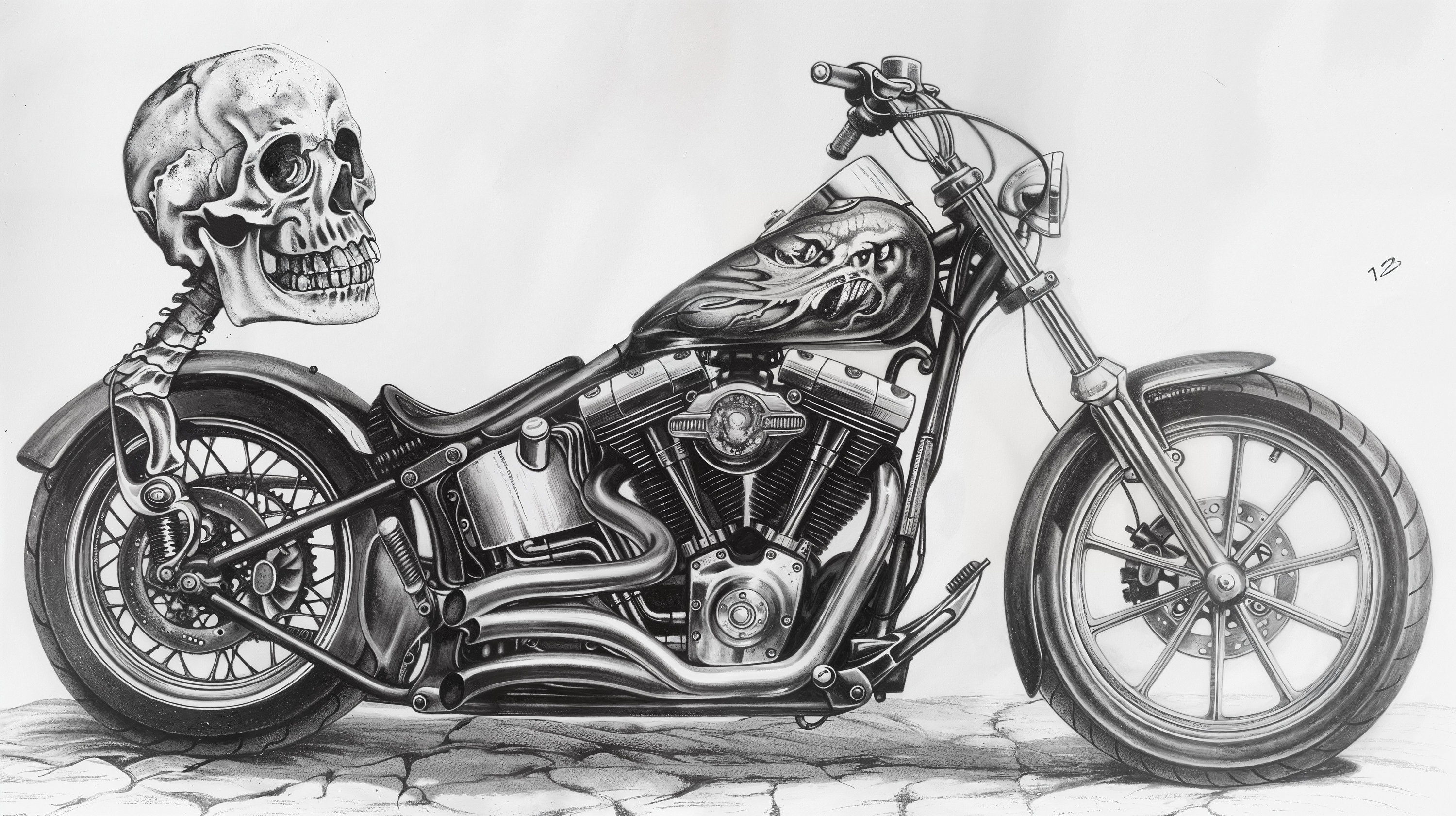 Chopper Motorcycle Drawing
