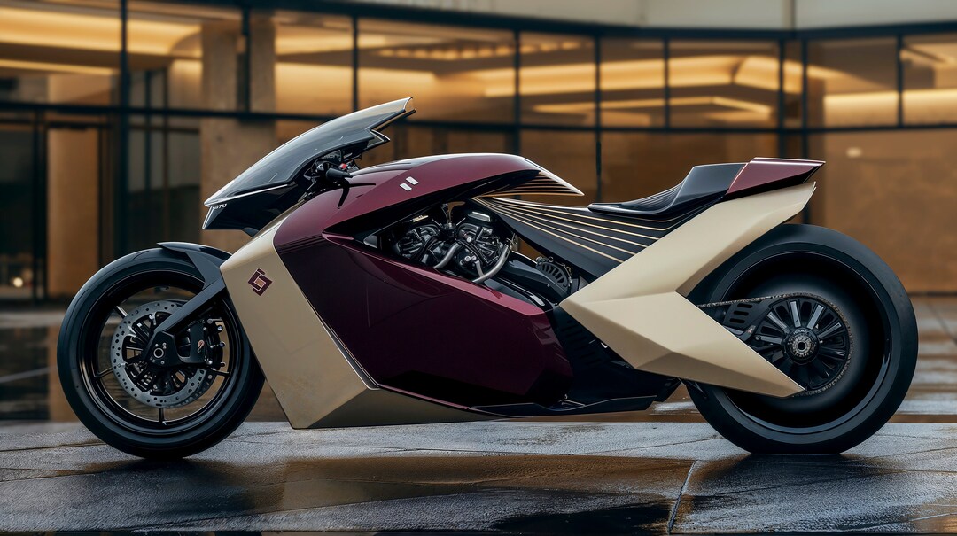 Printable Picture of a Futuristic Motorcycle With Rounded Shapes and ...