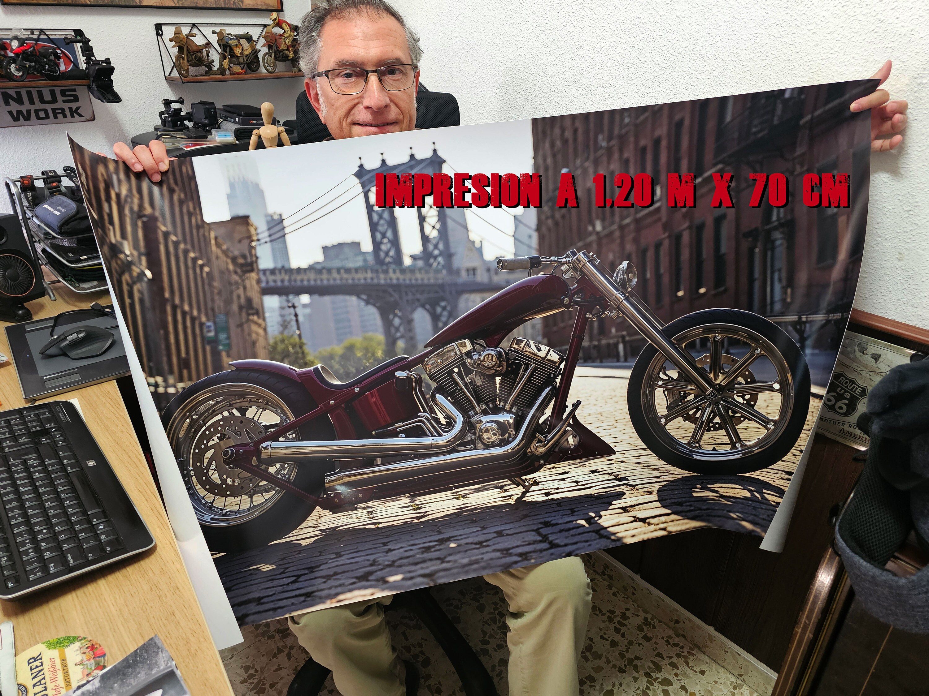 Artificial Intelligence Photo of a Chopper Motorcycle Parked on a NY ...