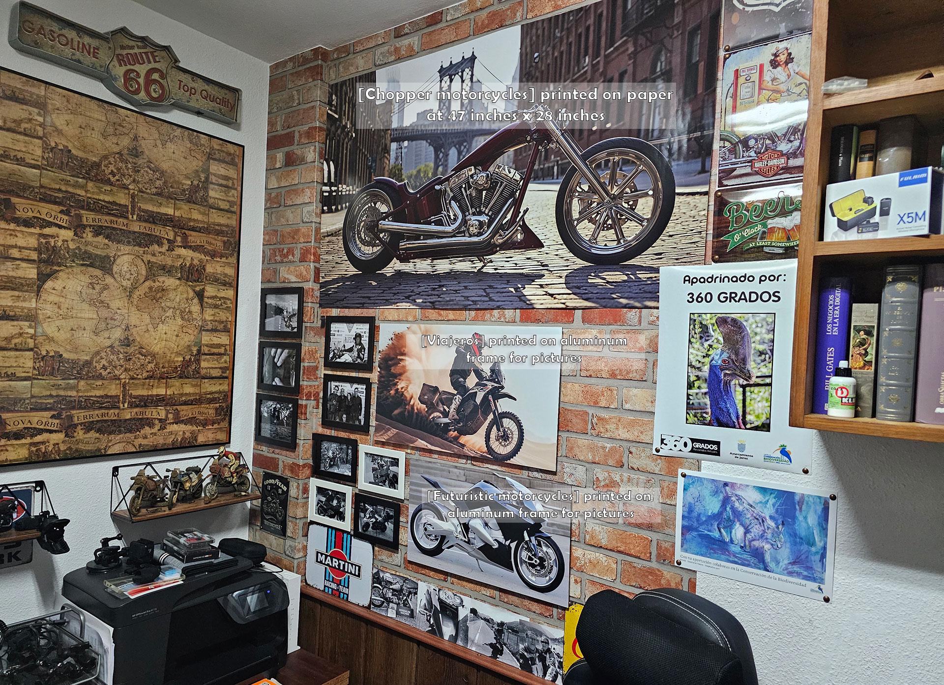 Printable Painting of a Red and Gold Custom Motorcycle, Vintage Style ...