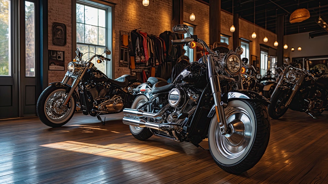Printable Picture of a Chopper Motorcycle Workshop and Shop. the Light ...