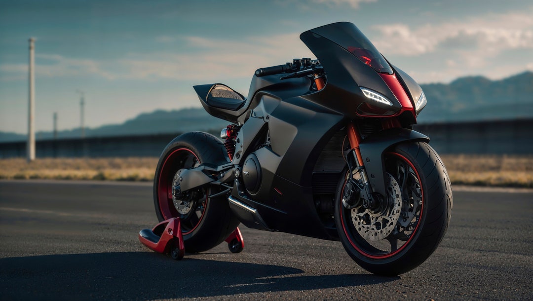 Printable Picture of a Supersport Motorcycle Parked on an Airfield ...