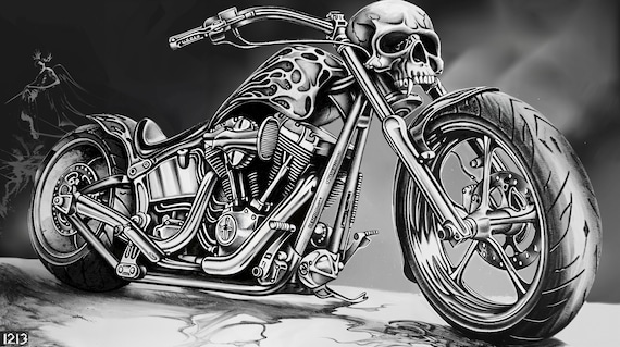 Chopper Motorcycle Drawing