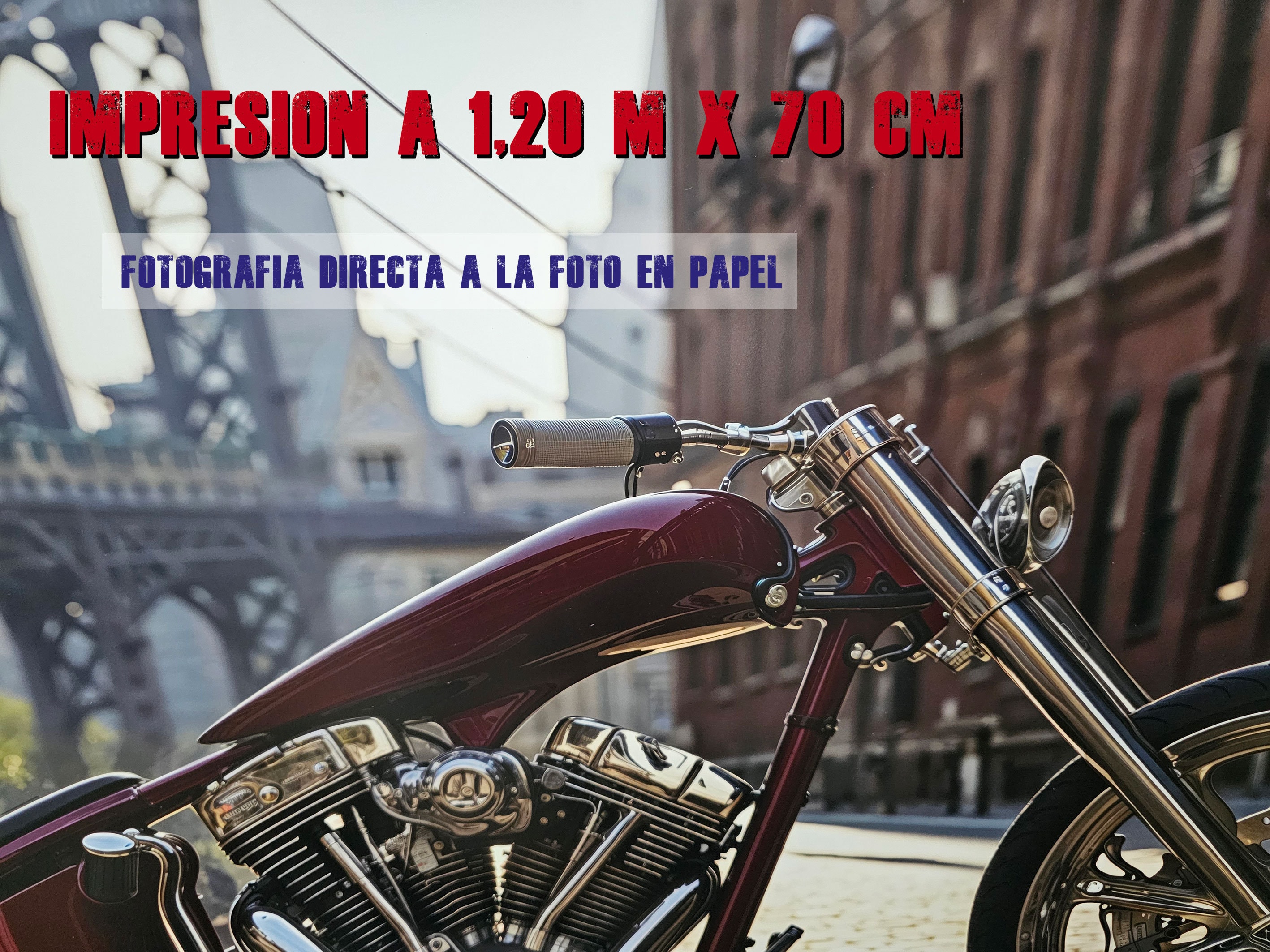 Printable Picture of a Chopper-type Motorcycle Posing With a Red Brick ...