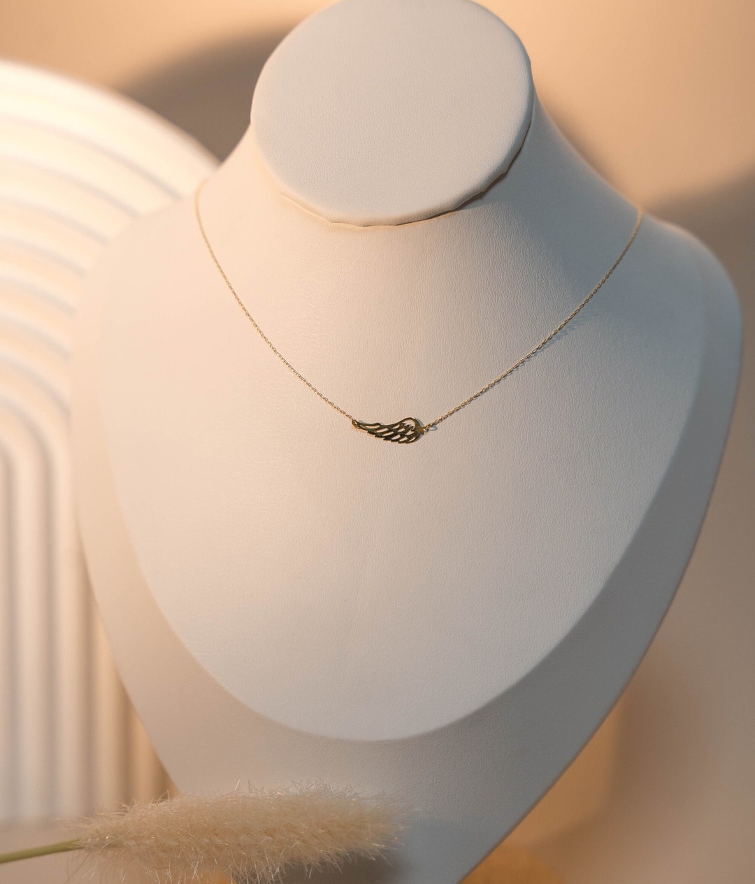 14K Gold Necklace Gold Feather Pendant Personalized Jewelry Delicate ...