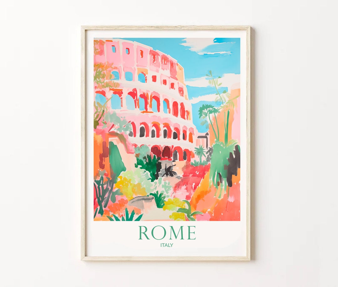 Rome Travel Print | Rome Travel Illustration Wall Art | Colosseum ...