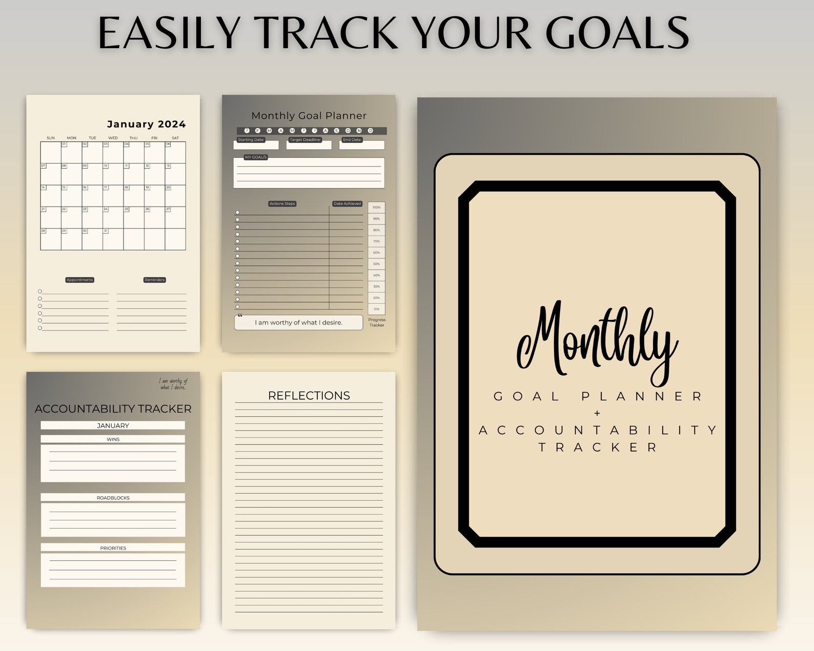 Digital Planner, Minimalist Printable Planner, Goal Planner ...