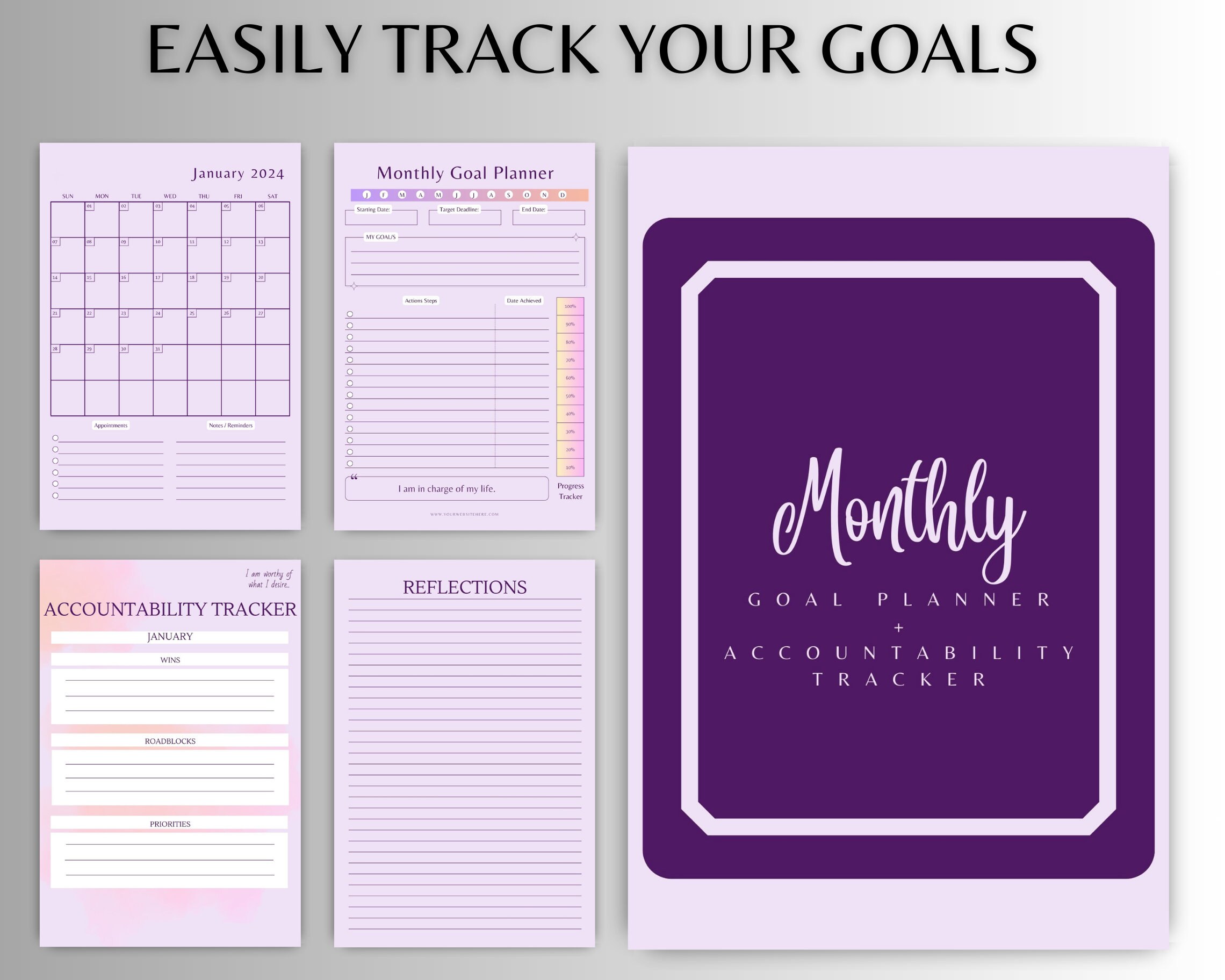 2024 Digital Planner, Printable Monthly Planner, Goal Planner ...
