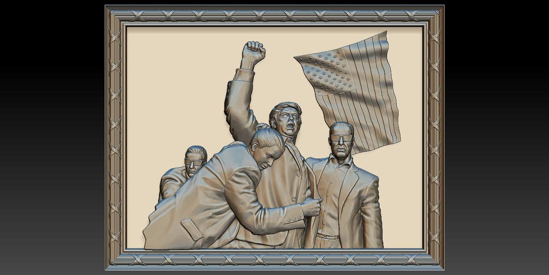 Trump STL: CNC Relief Carving - Iconic Fist, MAGA Art (3D Printable ...