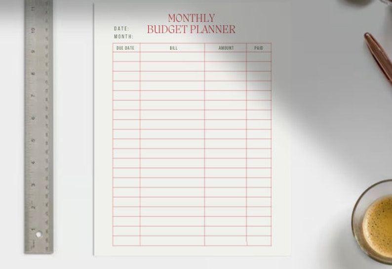 Budget Planner, Template, Printable Montly Spending, Minimal Budget ...