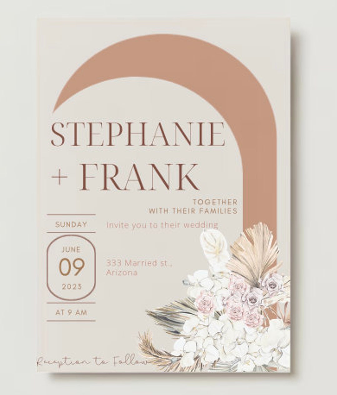 Beige Moon Wedding Invitation Template, Printable Wedding Invitation ...