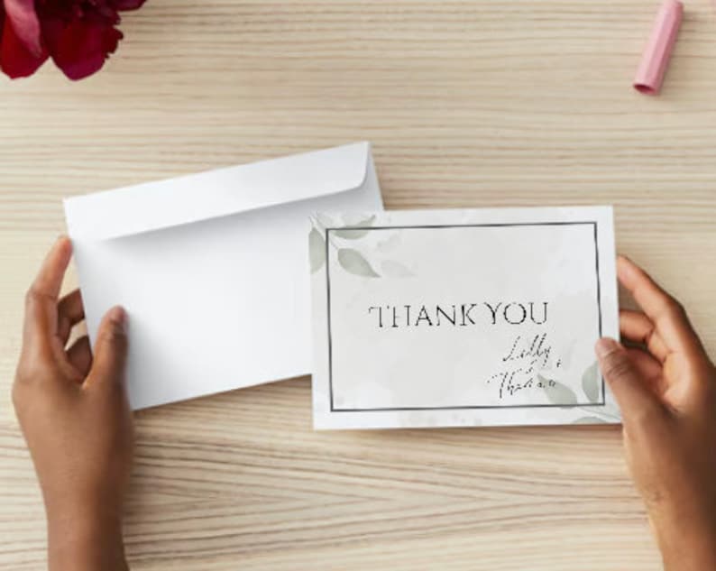 Simple Thank You Card, Template, Printable Wedding Thank You, General ...