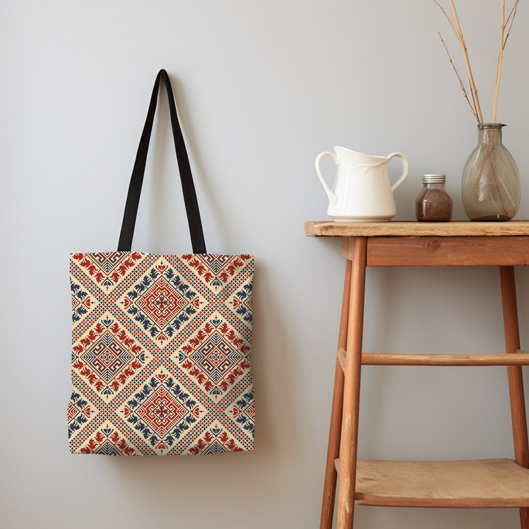AOP Tote Bag With Folkloric Embroidery Print Unique Gift for Everyone ...
