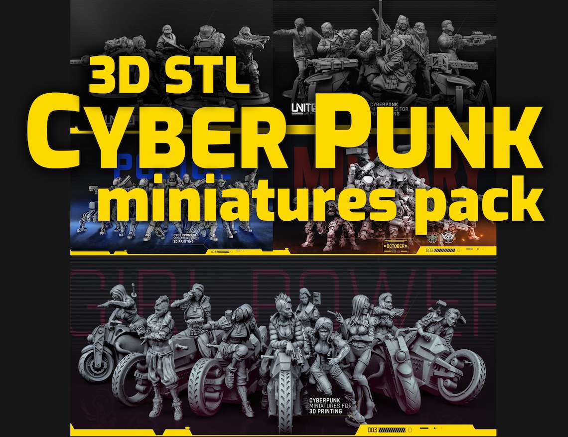 CYBER PUNK Miniatures Pack | 3D STL Miniatures | Stl Pack | Stl ...