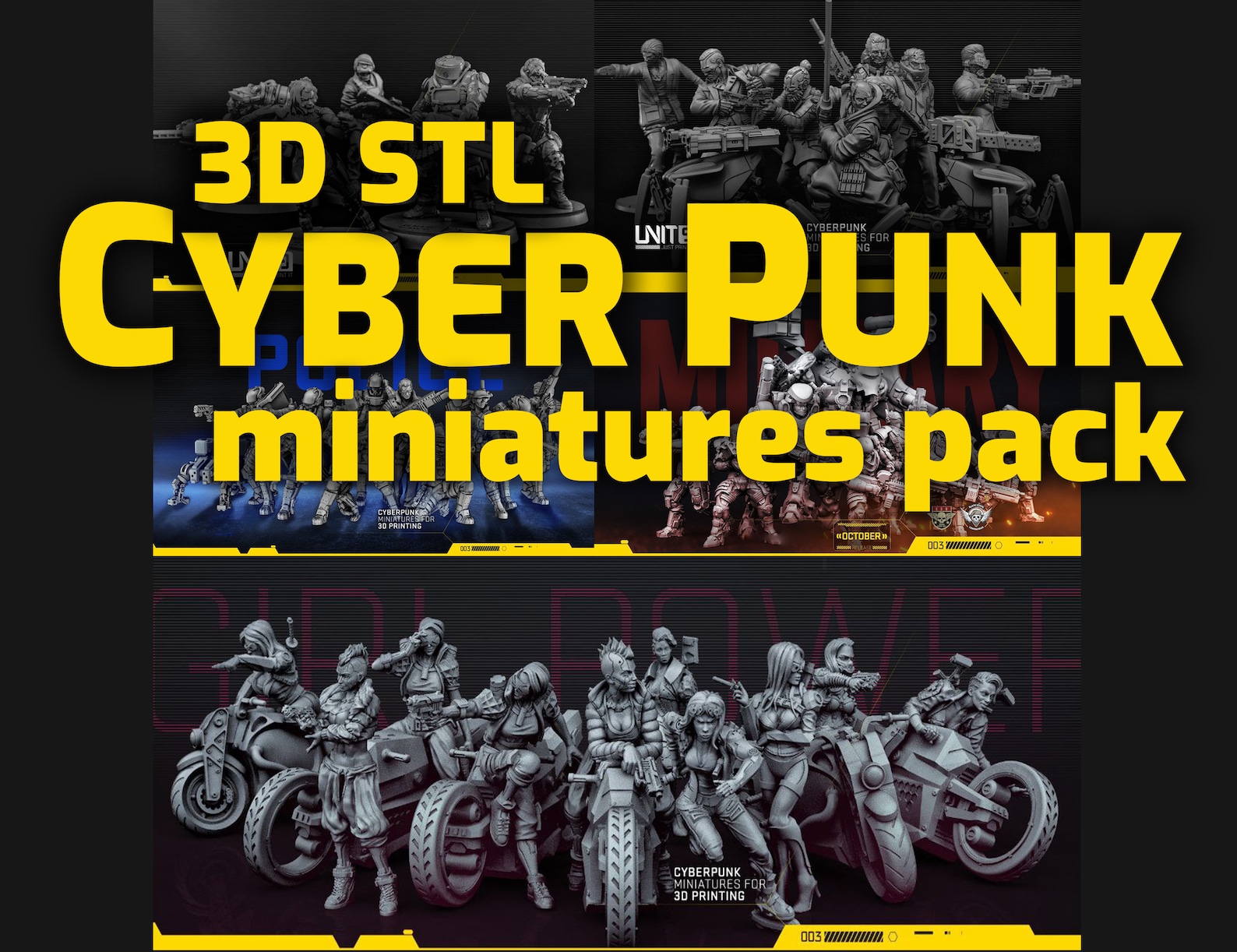 CYBER PUNK Miniatures Pack | 3D STL Miniatures | Stl Pack | Stl ...