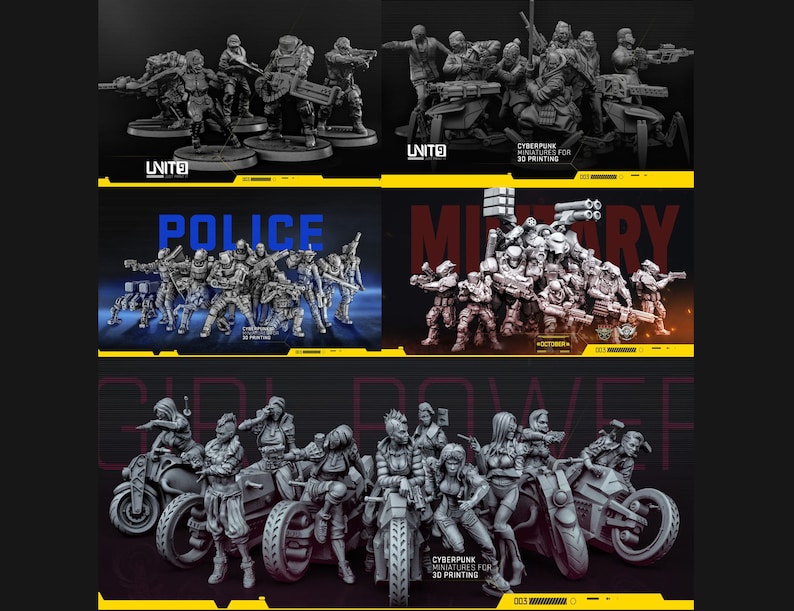 CYBER PUNK Miniatures Pack | 3D STL Miniatures | Stl Pack | Stl ...