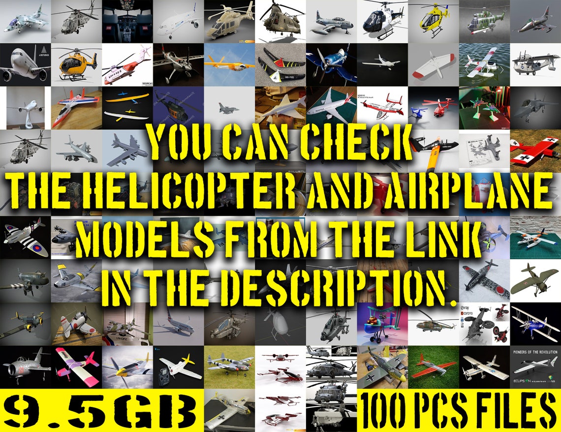 AVIATION Mega 3d Stl-obj Pack - 3d Helicopters and Planes - 100 Pcs ...