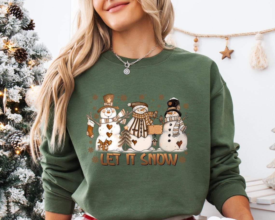 Snowman Christmas Sweatshirt, Let It Snow Sweatshirt, Christmas Snowman ...