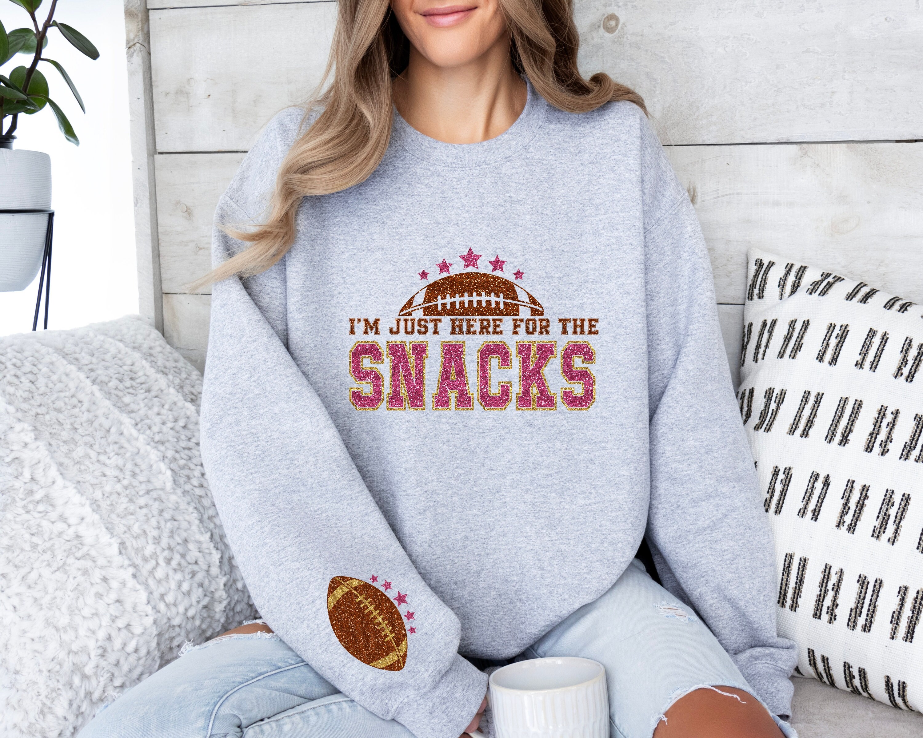I'm Just Here for the Snacks Sweatshirt, Game Day Sweatshirt, Faux ...