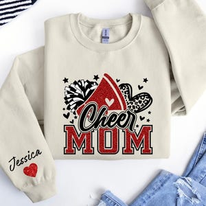 Cheer Mom Sweatshirt,custom Cheer Mom Faux Glitter Sweater,cheer Mom ...